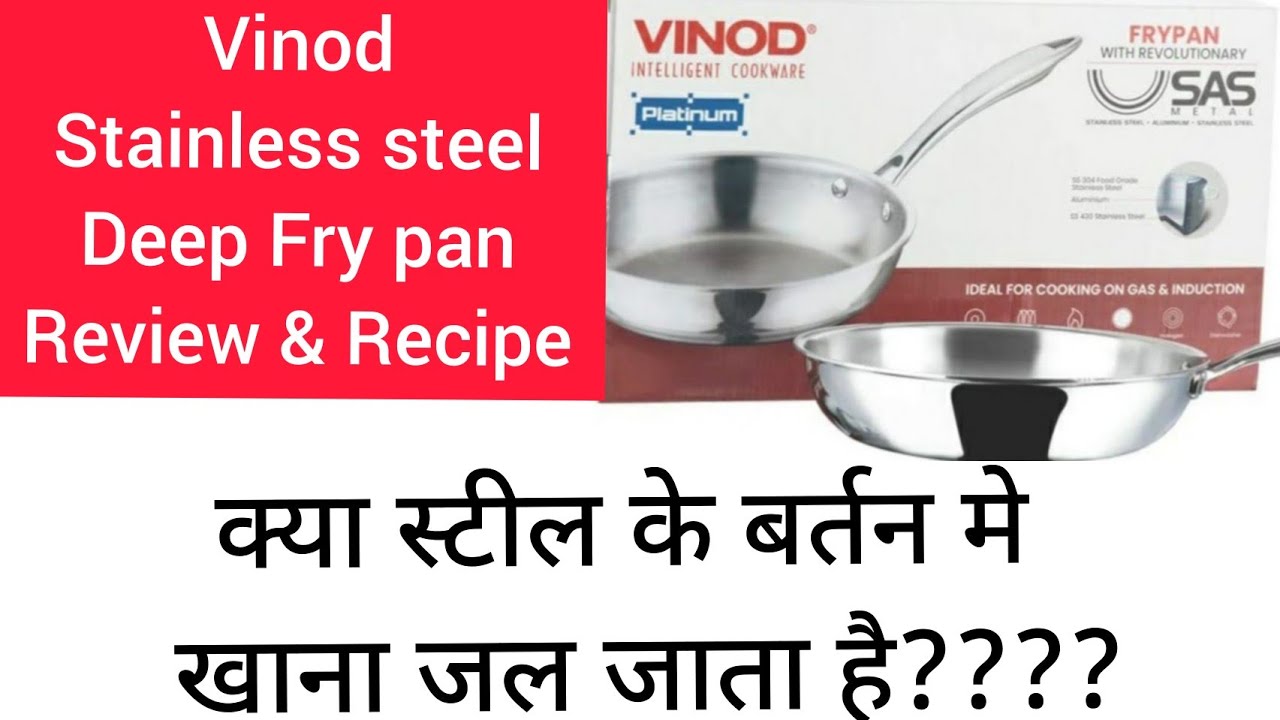 Vinod Stainless Steel Platinum Fry Pan |Vinod Cookware Frying Pan with ...
