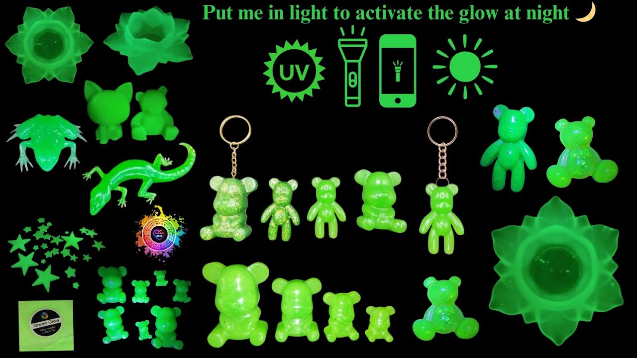 Handmade glow in the dark neon green , made with epoxy resin ...