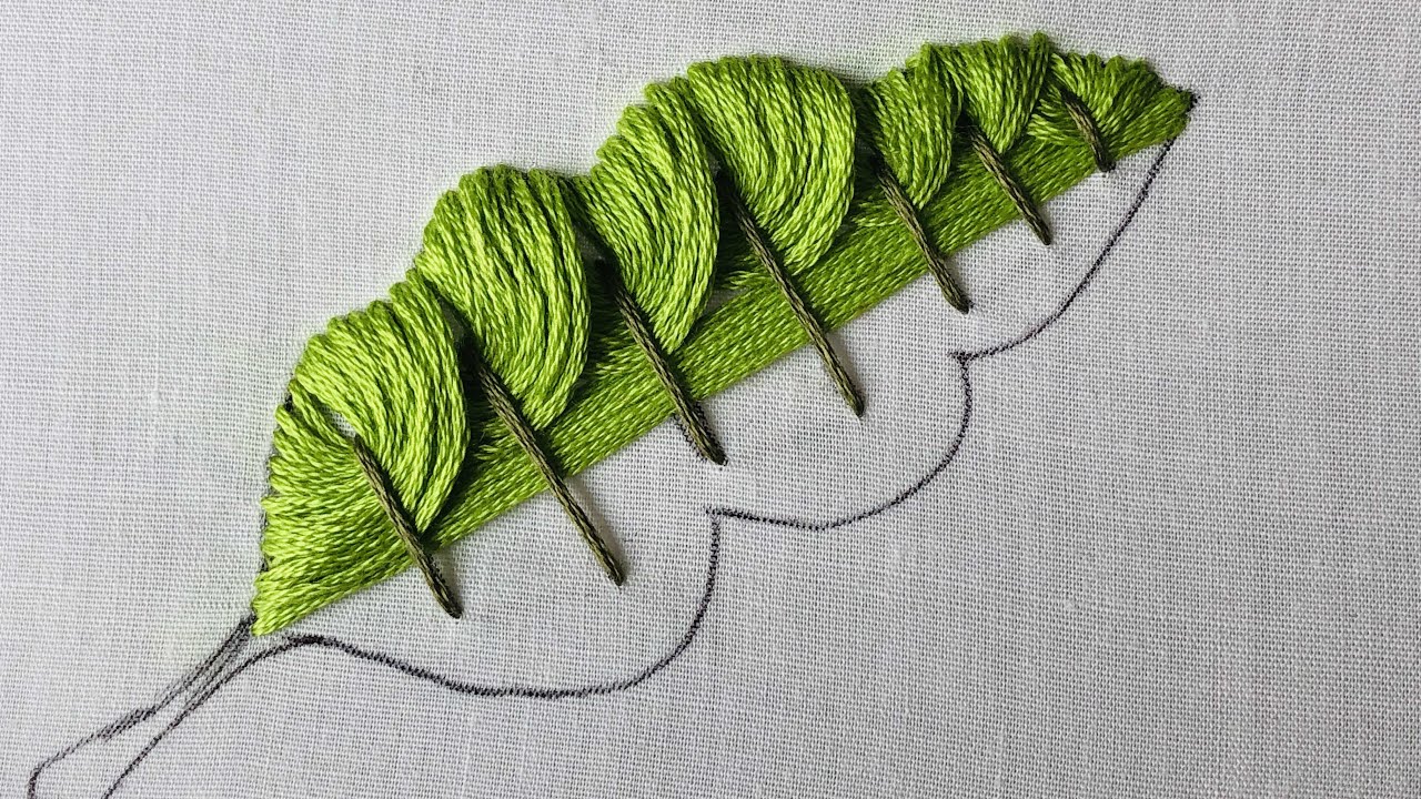 Very Beautiful Leaf Embroidery - Hand Embroidery For Cushions ...
