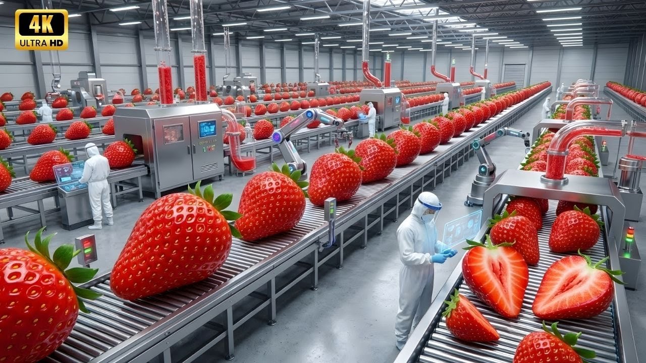Inside a Modern Strawberry Jam Factory: From Fresh Strawberries to ...