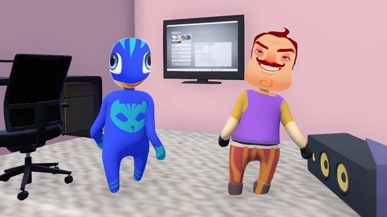 Hello Neighbor ve Pijamaskeliler Eğlenceli Oyun - Human Fall Flat - YouTube