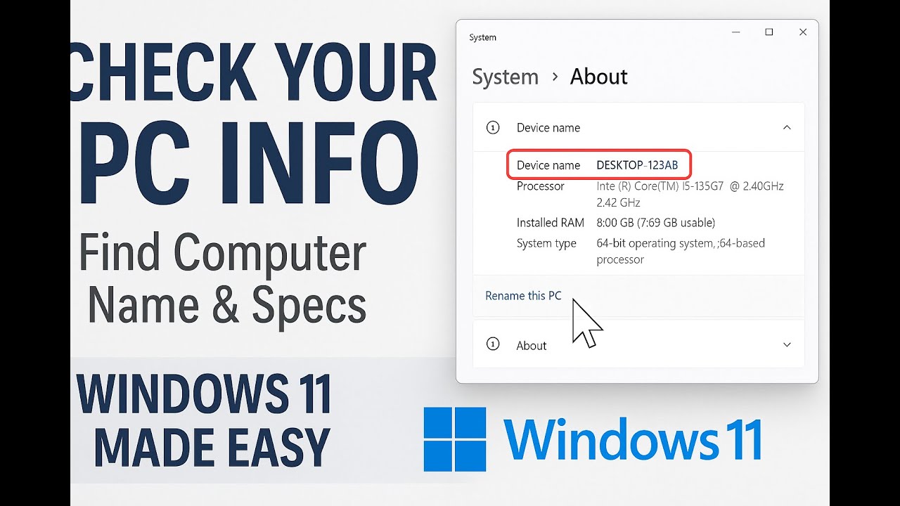 How to Check Your Computer Name & Specs in Windows 11 | Beginner ...