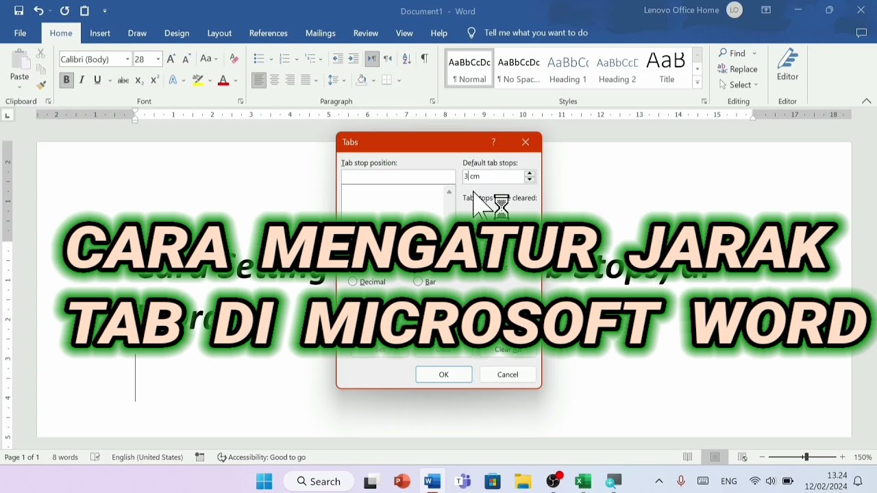 Cara Mengatur Jarak Tab (Tab Stops) di Microsoft Word - YouTube