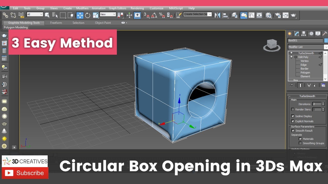 3 easy method for circular box opening in 3ds max //3dcreatives - YouTube
