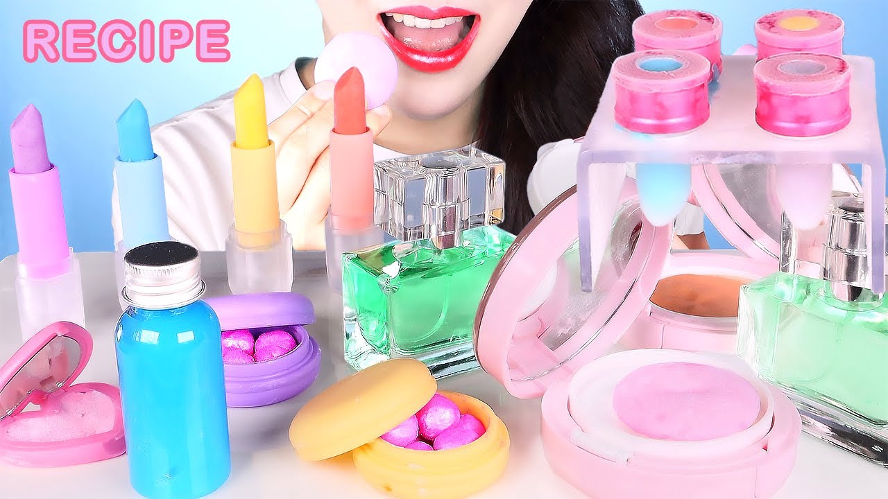 ASMR💄HOW TO MAKE EDIBLE COSMETICS *EDIBLE LIPSTIC 먹는 화장품 만들기, 먹는 쿠션 ...