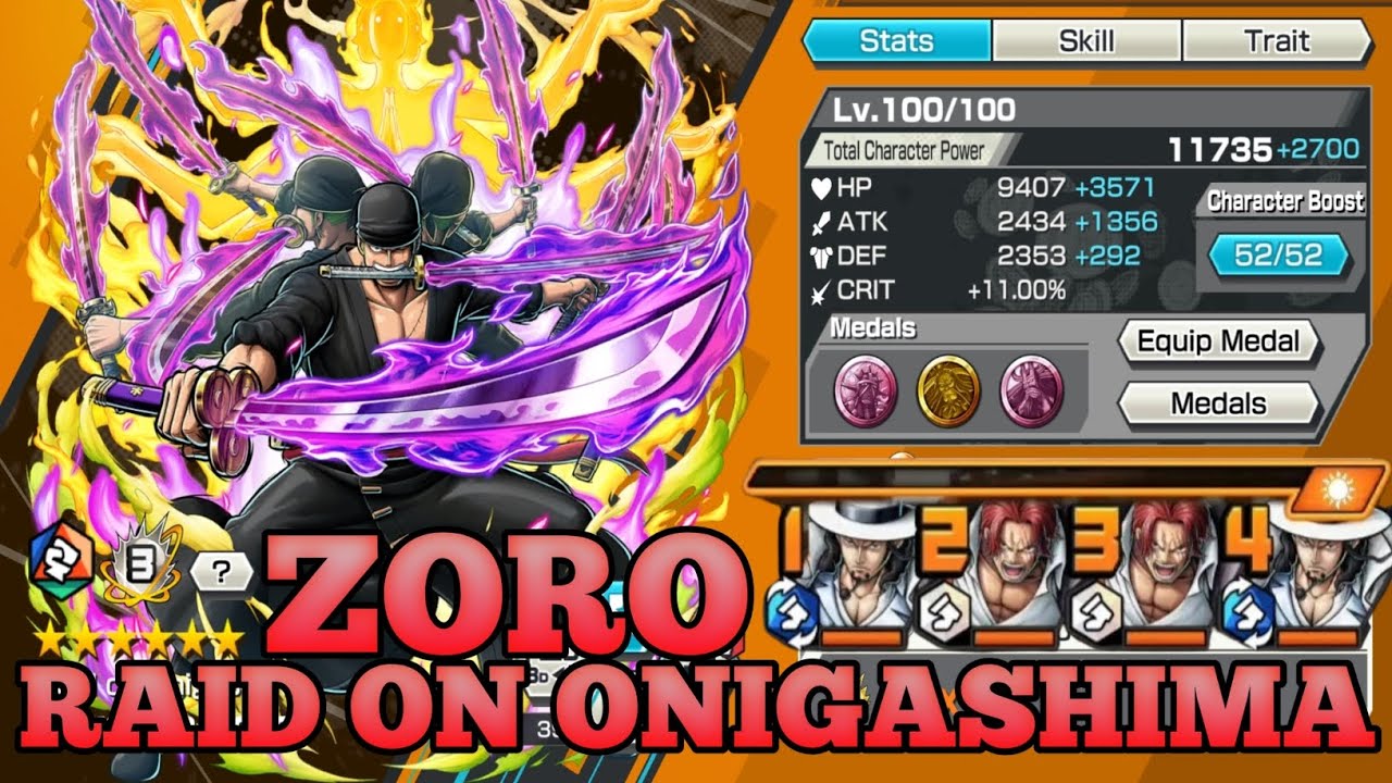 FULL BOOST ZORO RAID ON ONIGASHIMA GAMEPLAY | ONE PIECE BOUNTY RUSH ...