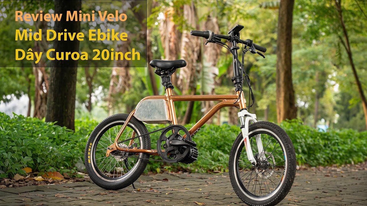 Review mini velo mid drive ebike Dây curoa 20inch - YouTube