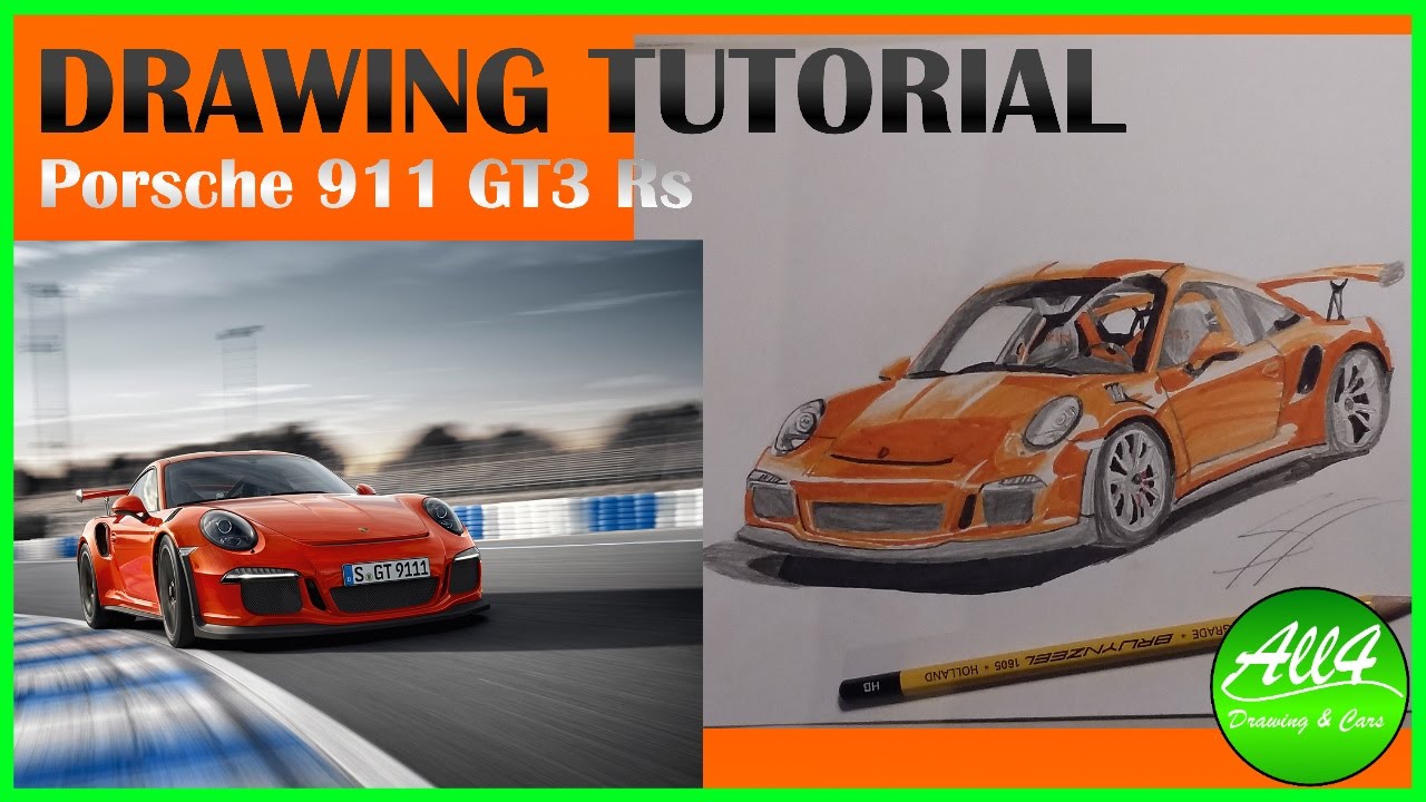 DRAWING TUTORIAL: Drawing Porsche 911 Gt3 Rs - YouTube