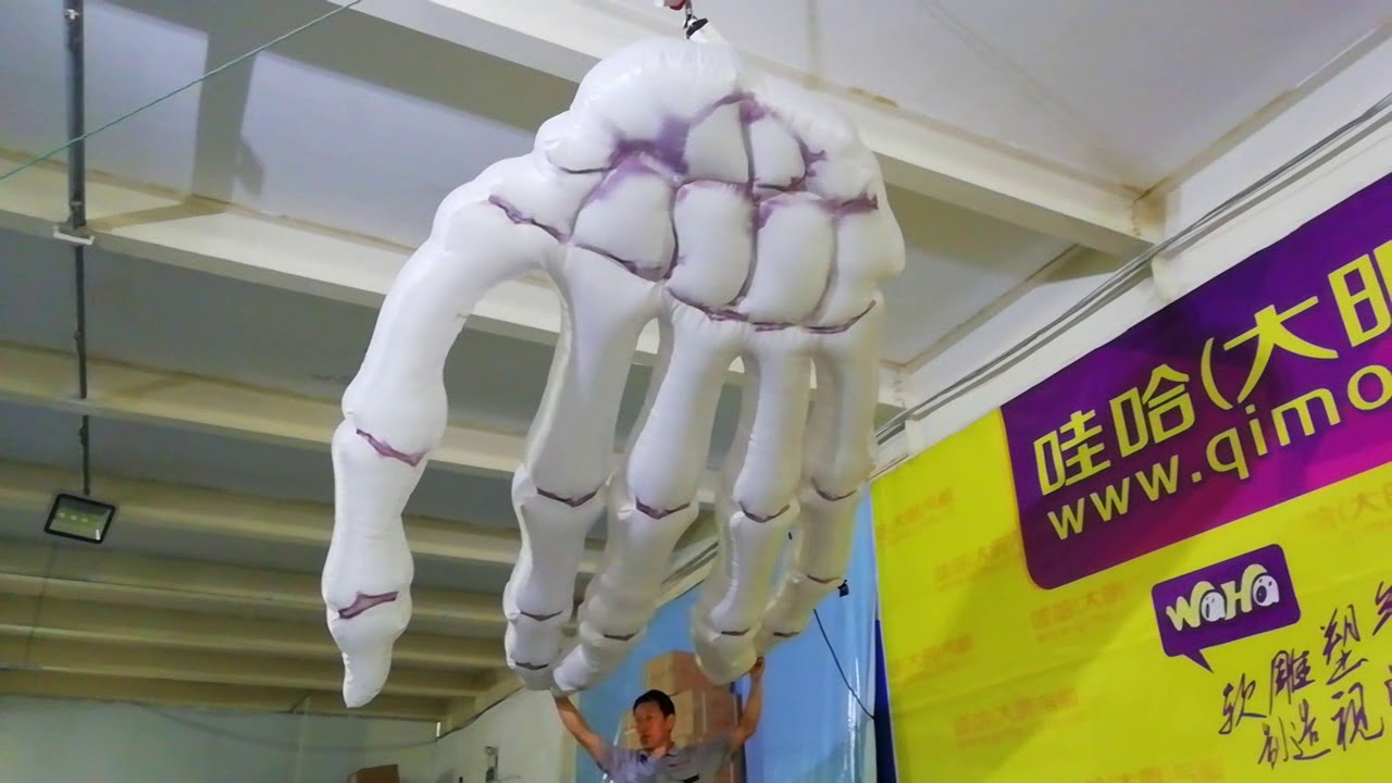 inflatable skeleton hand for the Halloween Stage decoration - YouTube