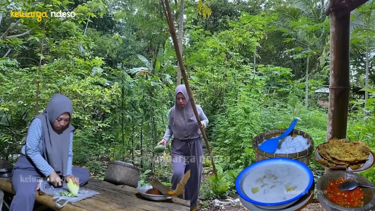 indahnya hidup di desa, membuat peyek cabe teri,sayur bobor pepaya muda ...