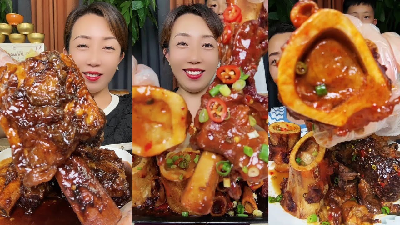 Delicious Mukbang Eat braised pork belly boil rib belly pork #mukbang # ...