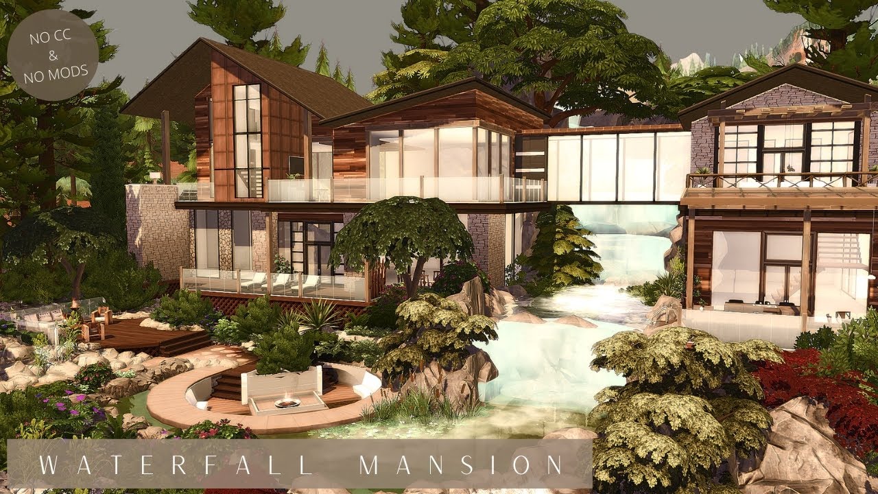 Waterfall Mansion (Luxury Villa) |No CC| Sims 4 Stop Motion Build - YouTube