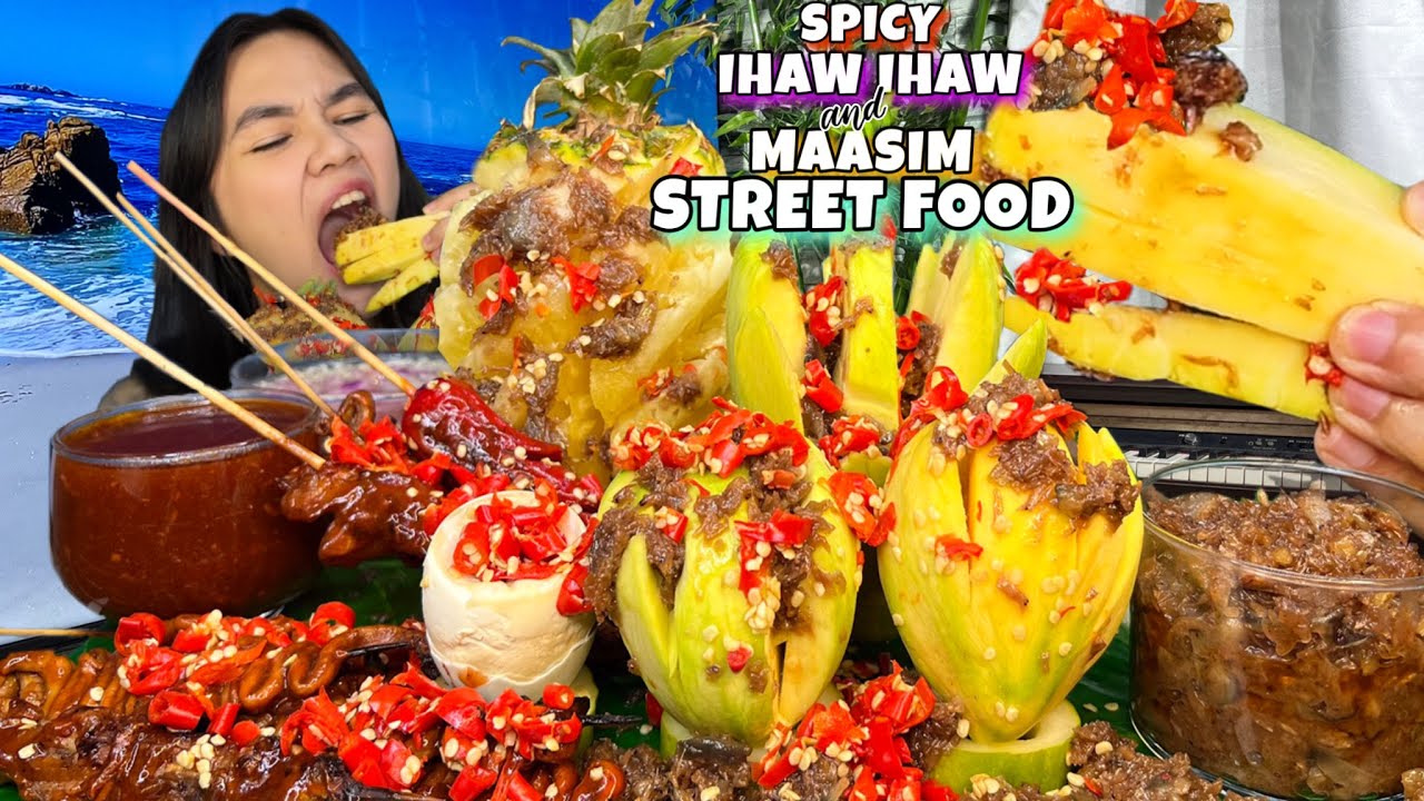 SPICY IHAW-IHAW & MAASIM STREET FOOD with PENOY MUKBANG PINOY MUKBANG ...