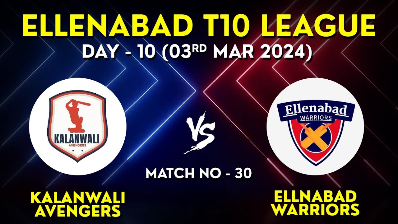 Live Elleanabad T10 Cricket Tournament | Kalanwali Avengers Vs ...