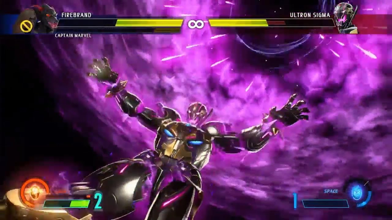 Firebrand (alt cos)/Carol (alt cost.)/Soul vs Ultron Sigma MvCI Arcade ...
