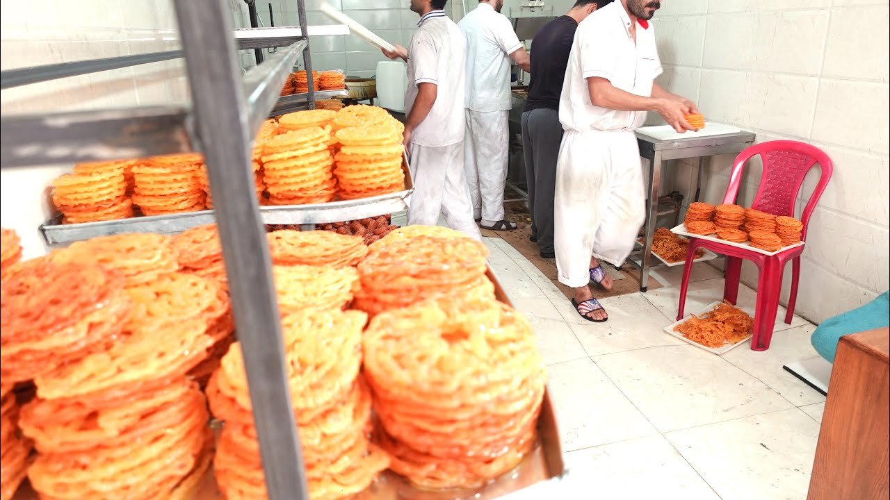 Zoolbia bamiye national sweets of iran /bakeing 1000 kg of iran ...