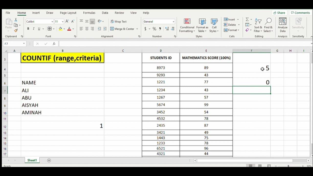 Cara menggunakan COUNTIF dalam excel/ How to use COUNTIF function in Excel - YouTube