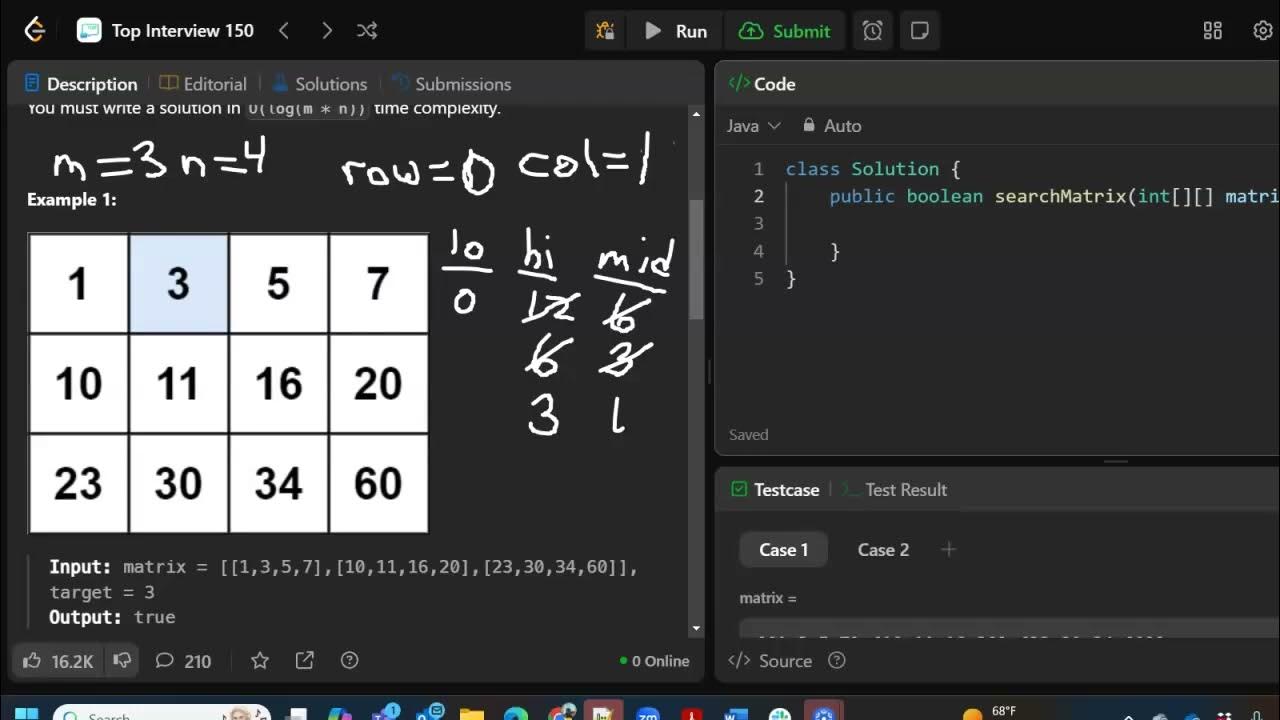 Search a 2D Matrix - Leetcode 74 - Binary Search (Java) - YouTube
