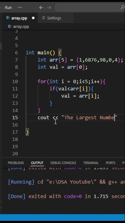How to Find Largest Number in Given Array || Interview Questions #coding #c++ #dsa #shorts - YouTube