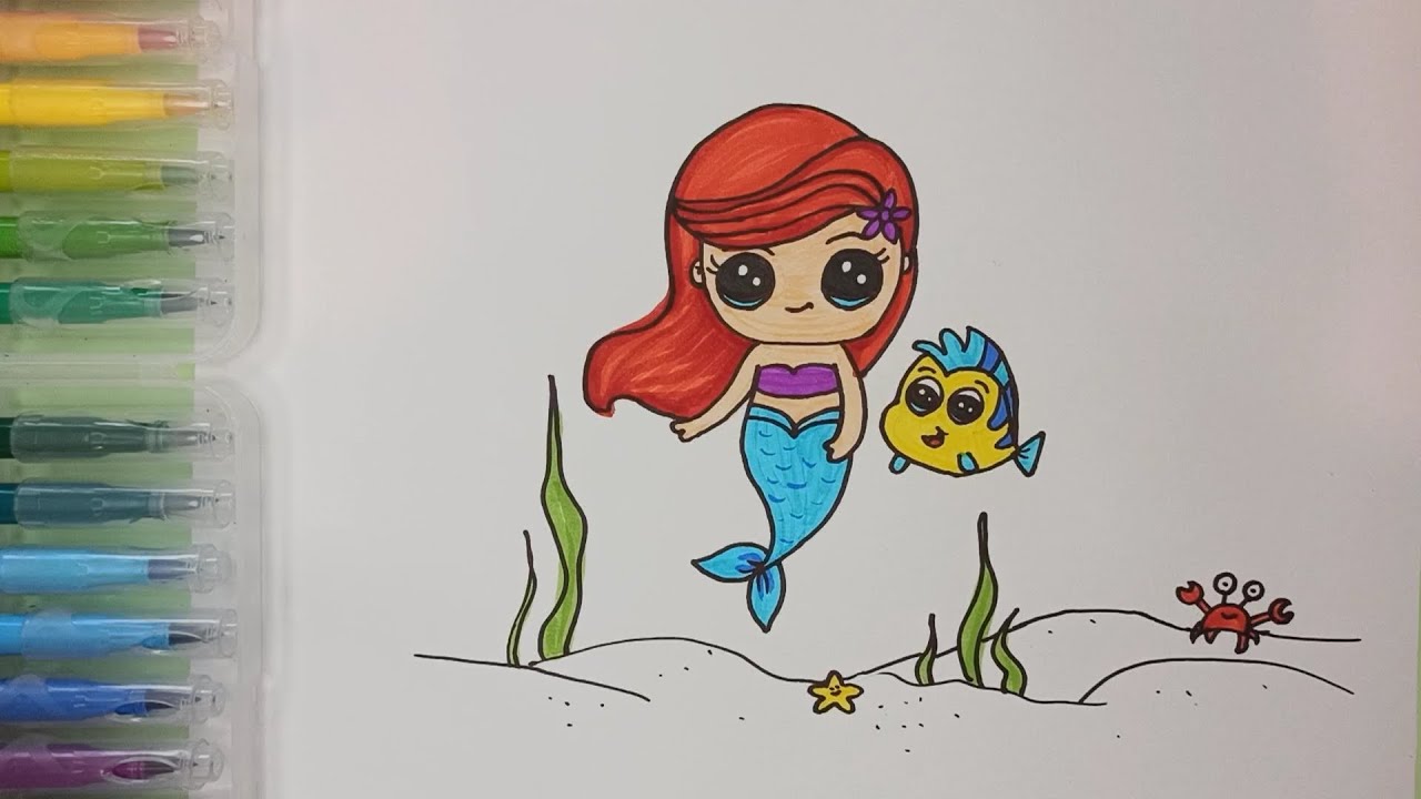 How to draw Ariel from the cartoon Disney’s The Little Mermaid - YouTube