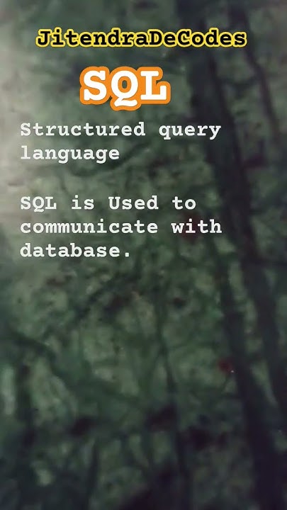SQL Structured Query Language #shorts @JitendraDeCodes - YouTube