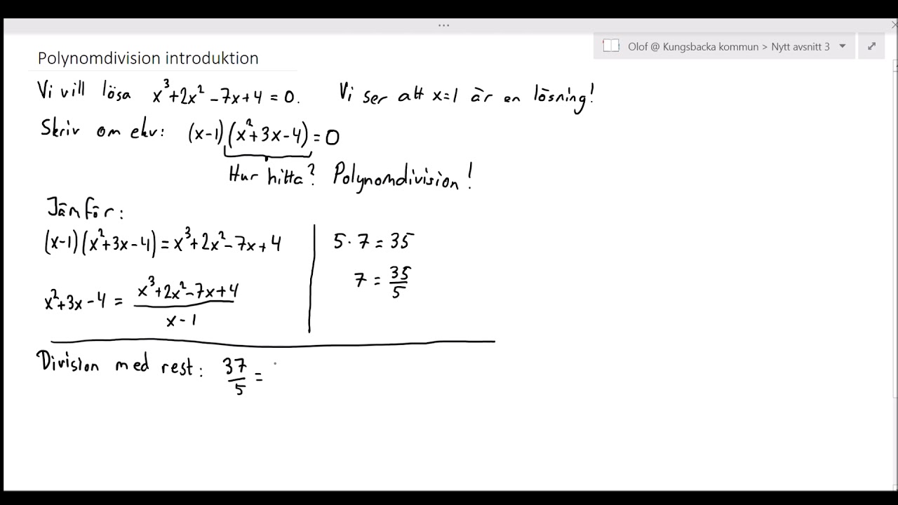 Polynomdivision intro (Matematik 4) - YouTube