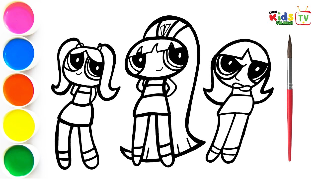 Power Puff Girls Drawing for Kids, Toddlers | How to Draw Power Puff ...