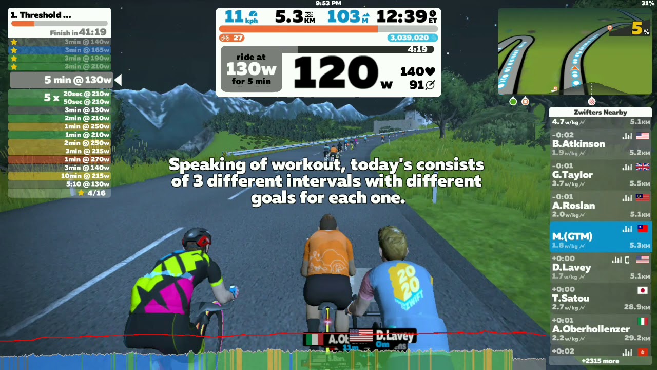 2020.02.10 Zwift Academy 2019 Workout #1: Threshold Development - YouTube