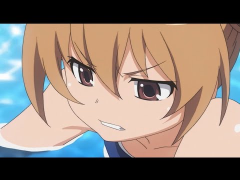 Toradora! - Ryūji teaching Taiga how to swim