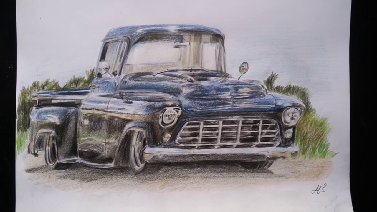 Drawing a '57 Chevy 3100 - YouTube