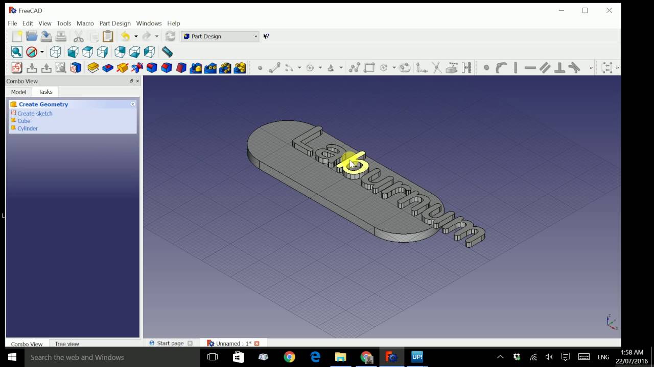 Simple Key Chain Model in FreeCAD - YouTube