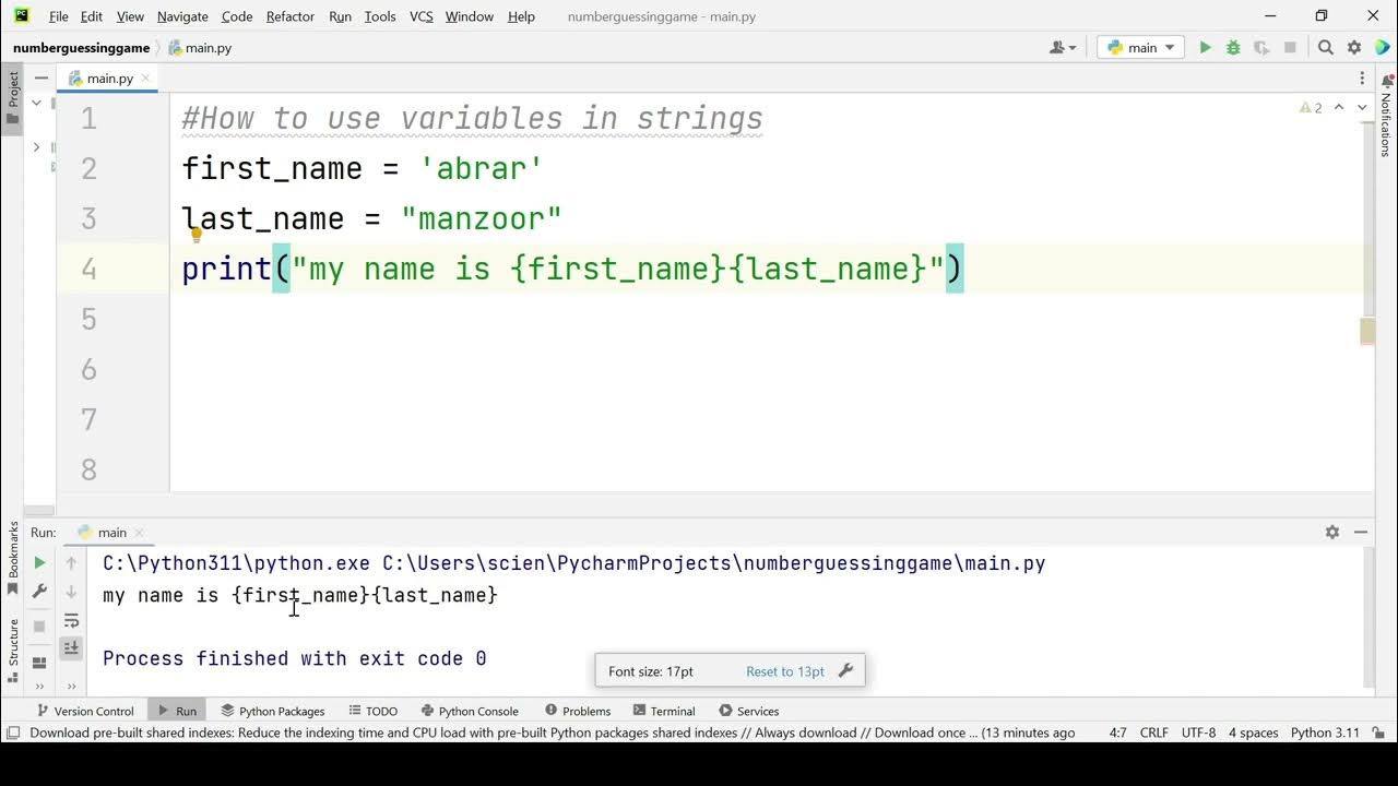 Data type and Variables-Use variables in strings #python Crash course part 5 - YouTube