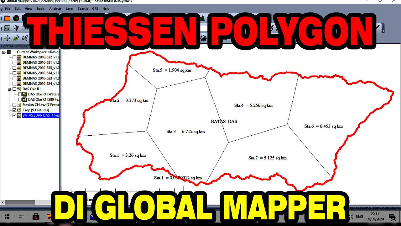 Membuat Thiessen Polygon Di Global Mapper - YouTube