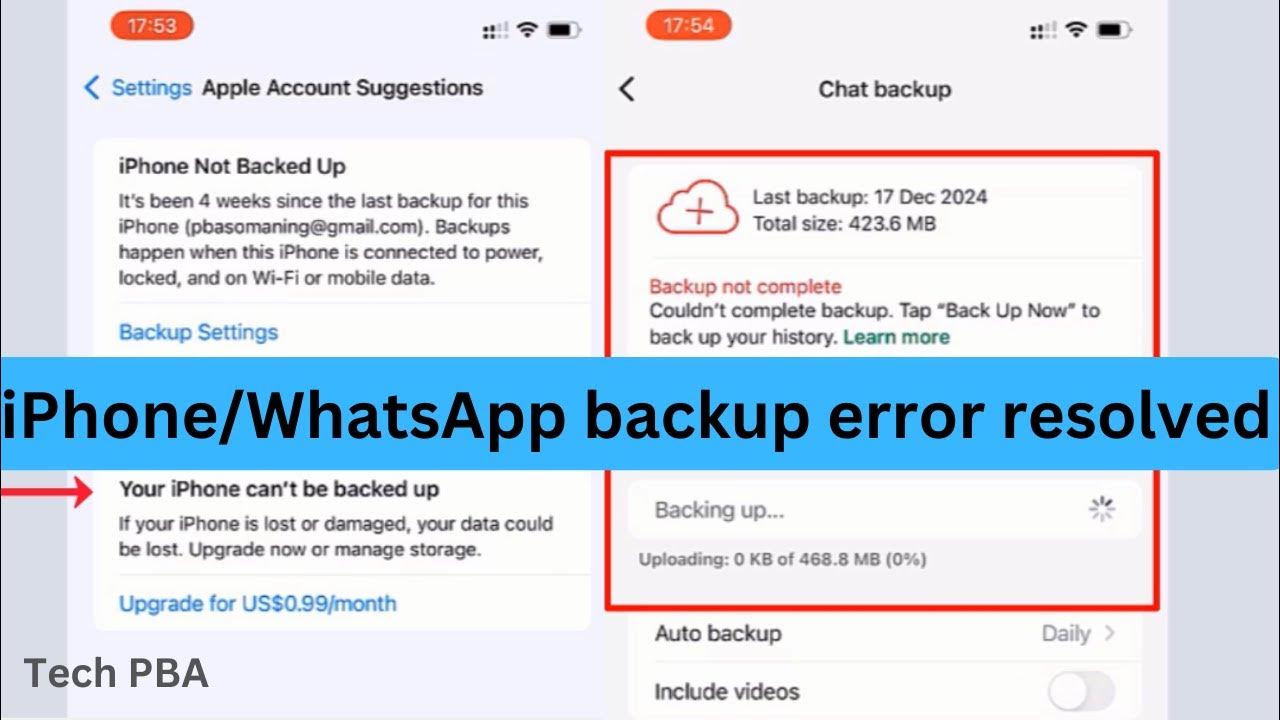 iPhone can't be backed up error resolved | WhatsApp couldn't complete ...