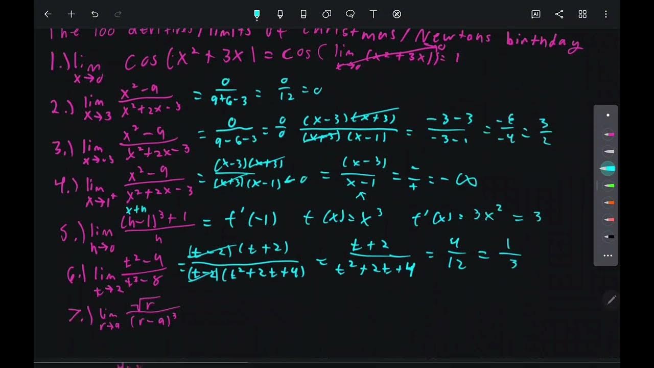 the 100 limit/derivative problems of Christmas - YouTube