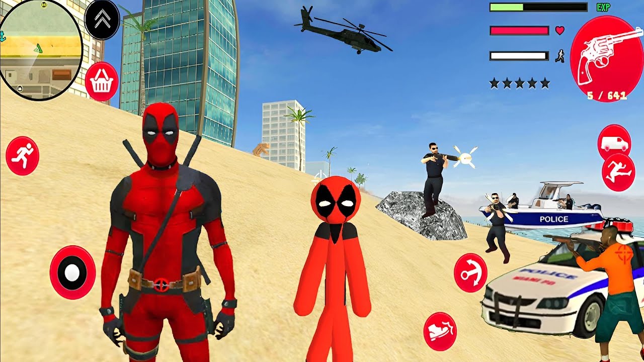 Superhéroe Stickman Juego - DeadPool Stickman Rope Hero Gangstar Crime ...