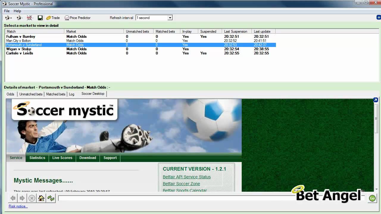 Football trading on Betfair - Setting up Soccer Mystic at half time ...