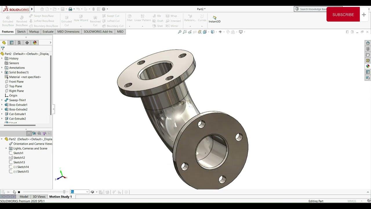 Pipe With Flange in SolidWorks | SolidWorks tutorial | How To Make elbow Flange | SolidWorks ...
