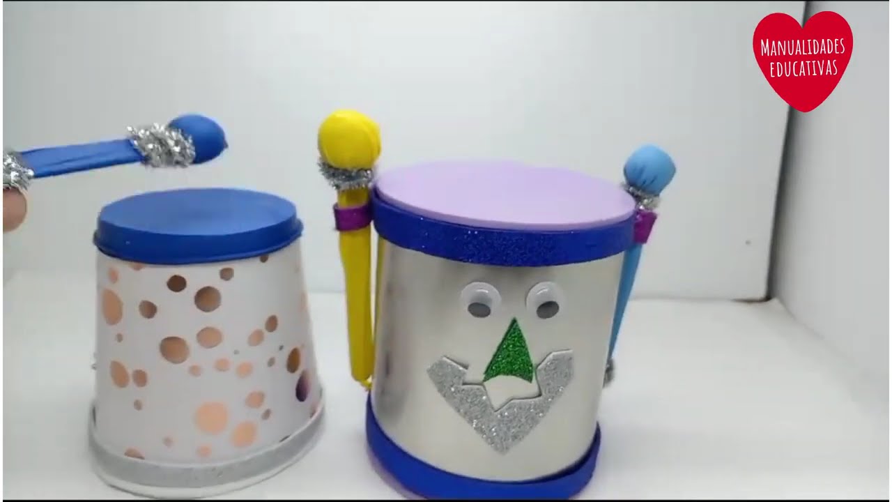 🥁 Instrumentos musicales con material reciclado | Tambor con material ...