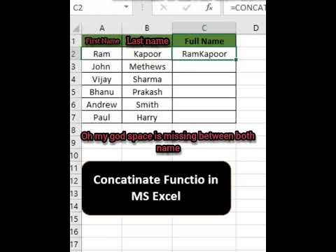 Concatenate Function in MS Excel #bpointerviewtutorial #msexcel #msexceltricks - YouTube