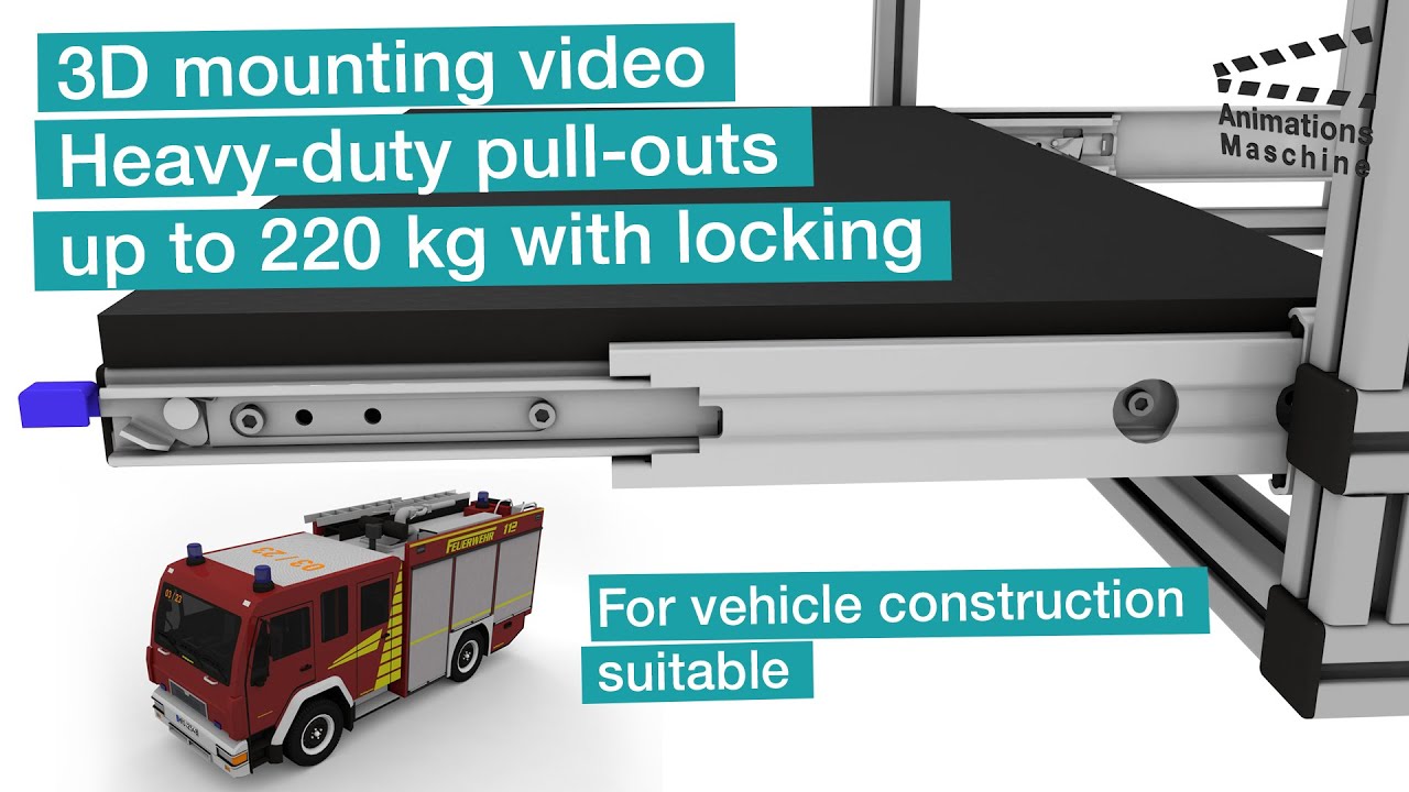 3D Mounting video of heavy-duty pull-outs up to 220 kg with locking ...