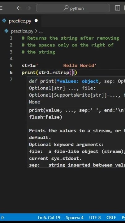 Rstrip Function Python Pythoncode Coding Code Youtube