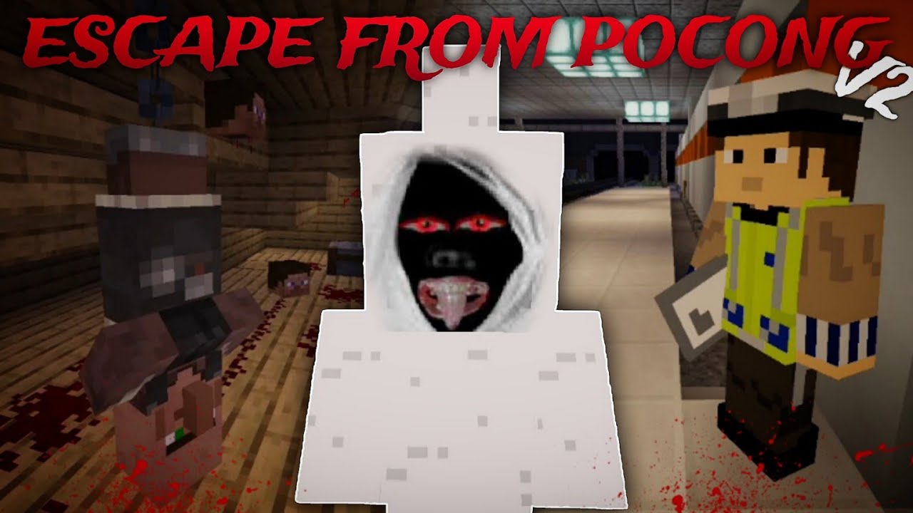 Satu Desa Diteror Pocong | Escape From Pocong V2 - Minecraft PE - YouTube