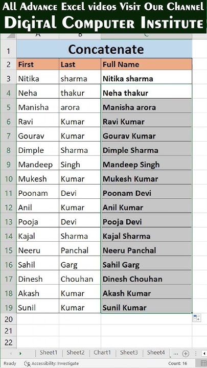 How to use concatenate formula in Excel #excel #exceltipsandtricks #shortsfeed - YouTube