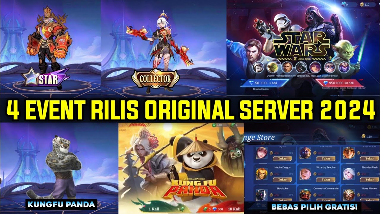 UPDATE 4 EVENT MLBB TERBARU 2024! 2 SKIN KUNGFU PANDA BARU, COLLECTOR ...