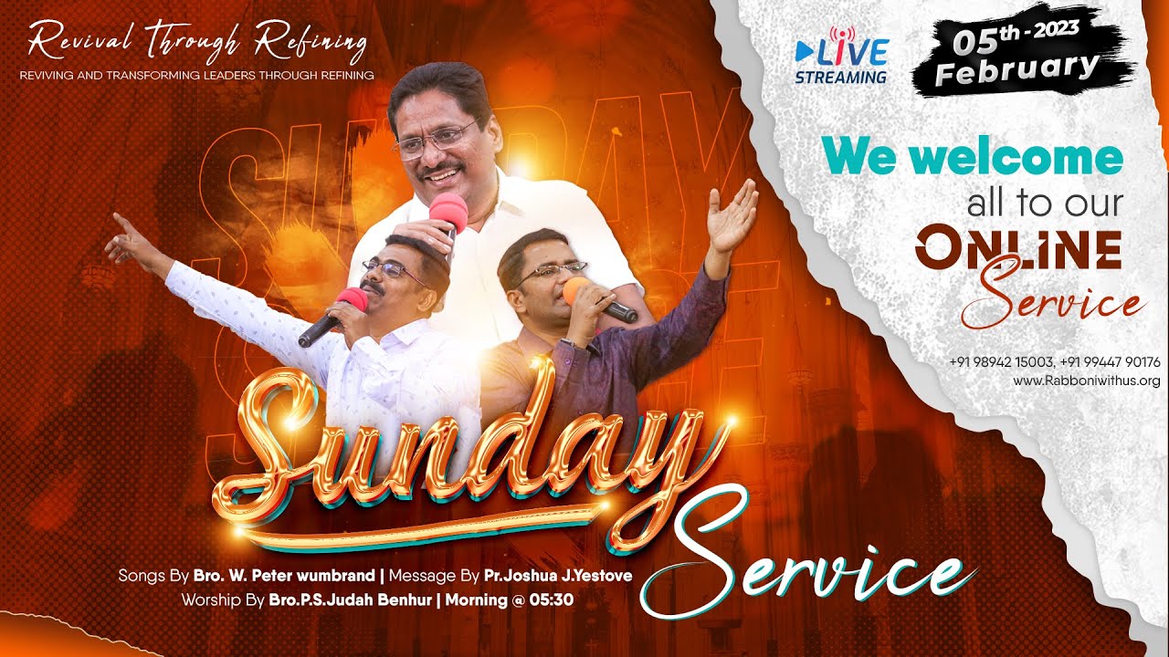🔴 LIVE || SUNDAY SERVICE || 05-Feb-2023 || Message by Pr. Joshua J. Yestove || Rabboni Media ...