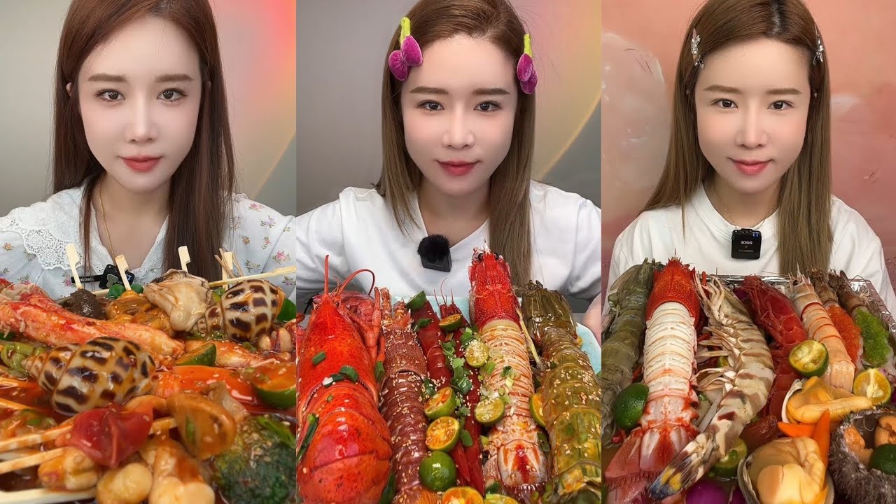 Mukbang #184:Eat seafood 🦞 red devil shrimp 🍤🦐 crab pipi shrimp 🍤🤤# ...