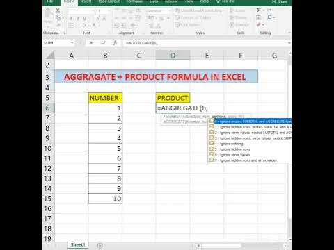 Aggregate + Product Function #shorts #excel #exceltips #aggregate #product #function #tips - YouTube