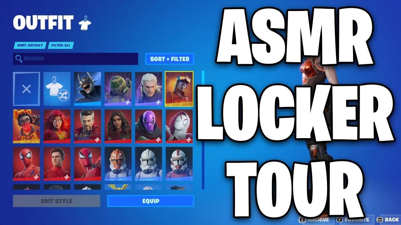 Fortnite Locker Tour and Crowned Royale Solo Victory ASMR - YouTube