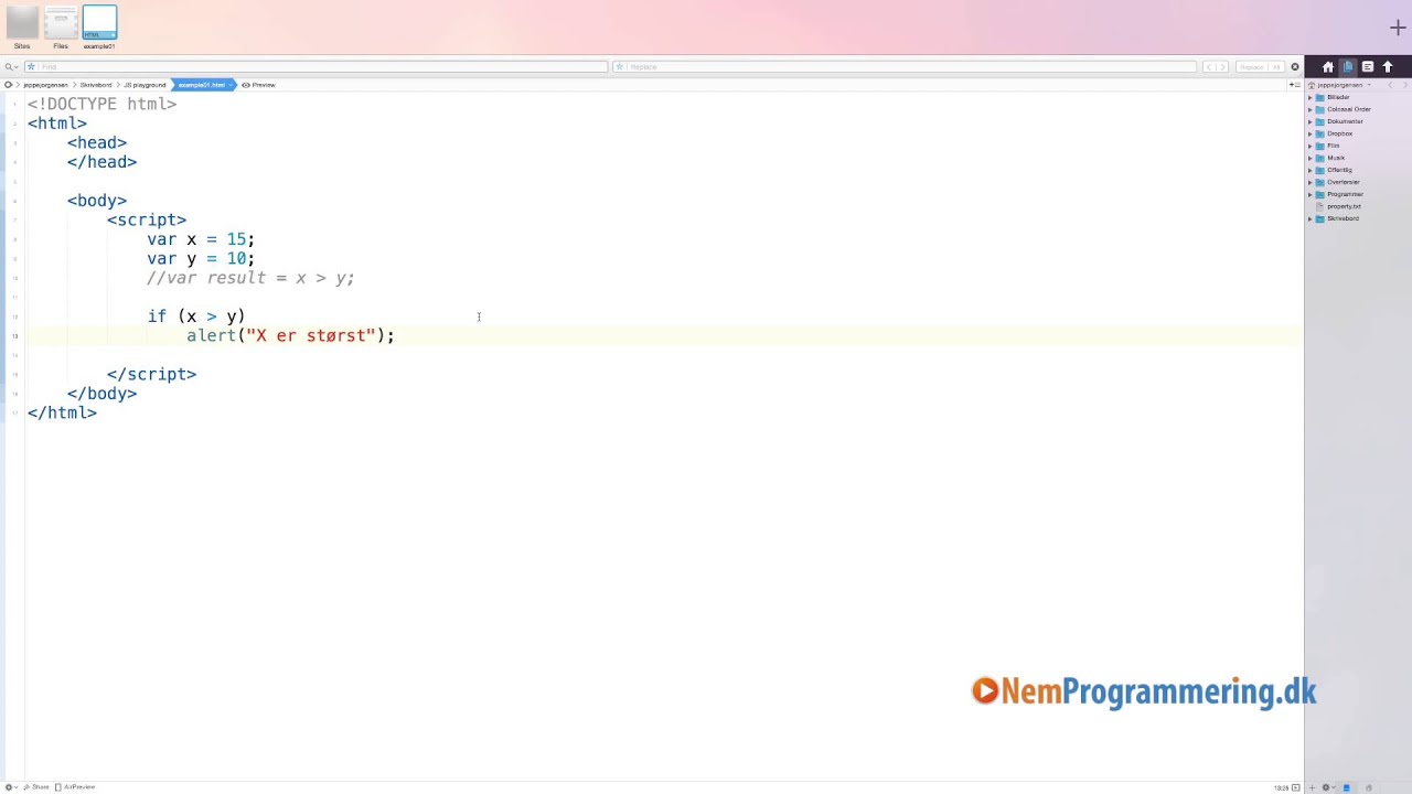 Lær Javascript 9 Kontrolstruktur If Else Statements Youtube